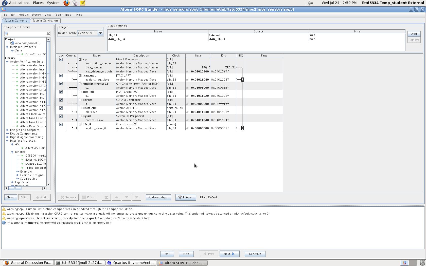 Opencores I2c No Output Signal Intel Community