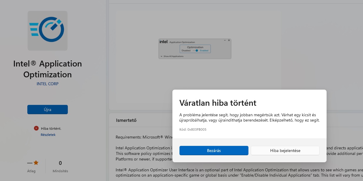 Unable to Install Intel APO (Application Optimization) from Microsoft ...