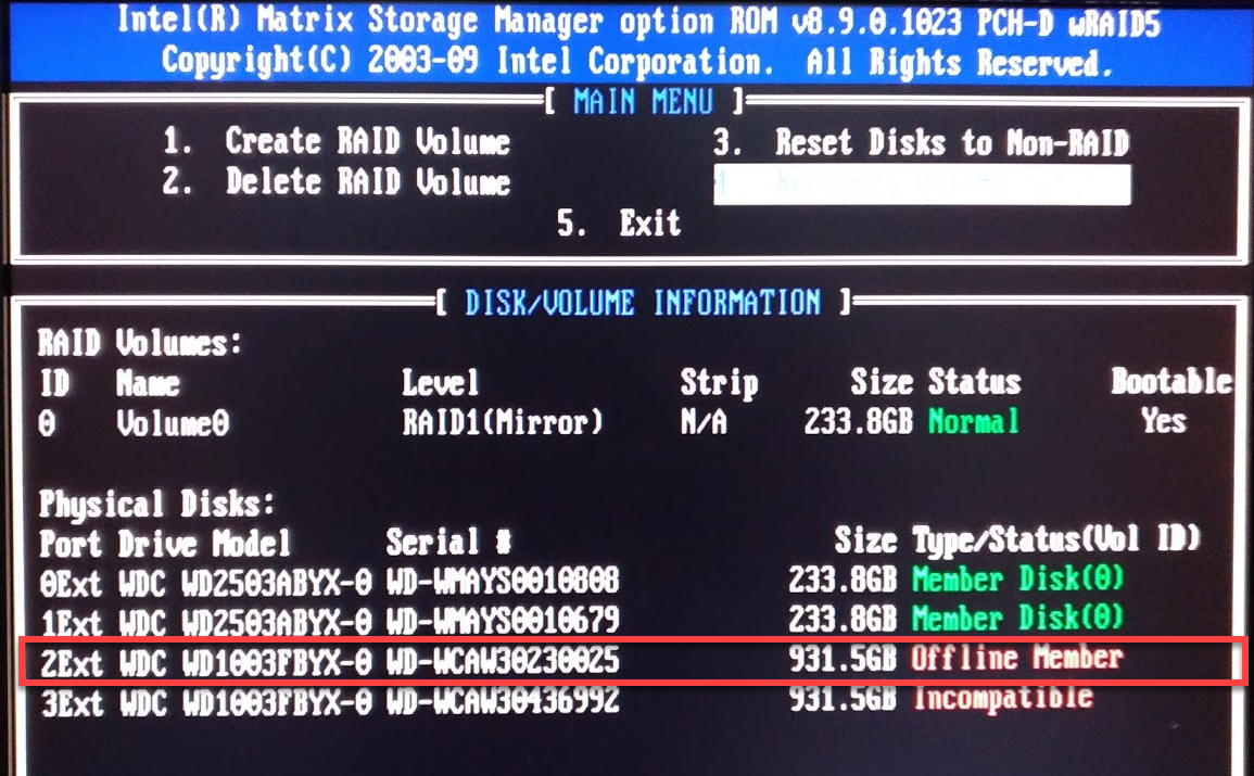 After replacing a member disk from a RAID 1 volume, I couldn't find a ...
