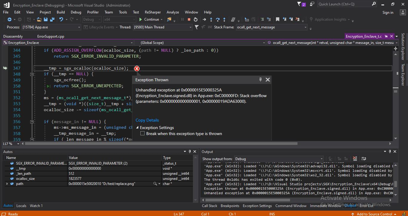 Solved: Enclave stack overflow and malloc - Intel Community