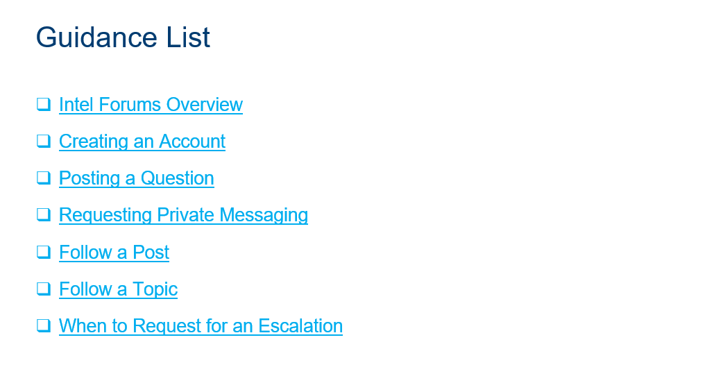 Intel Community Forums Guidance - Intel Communities