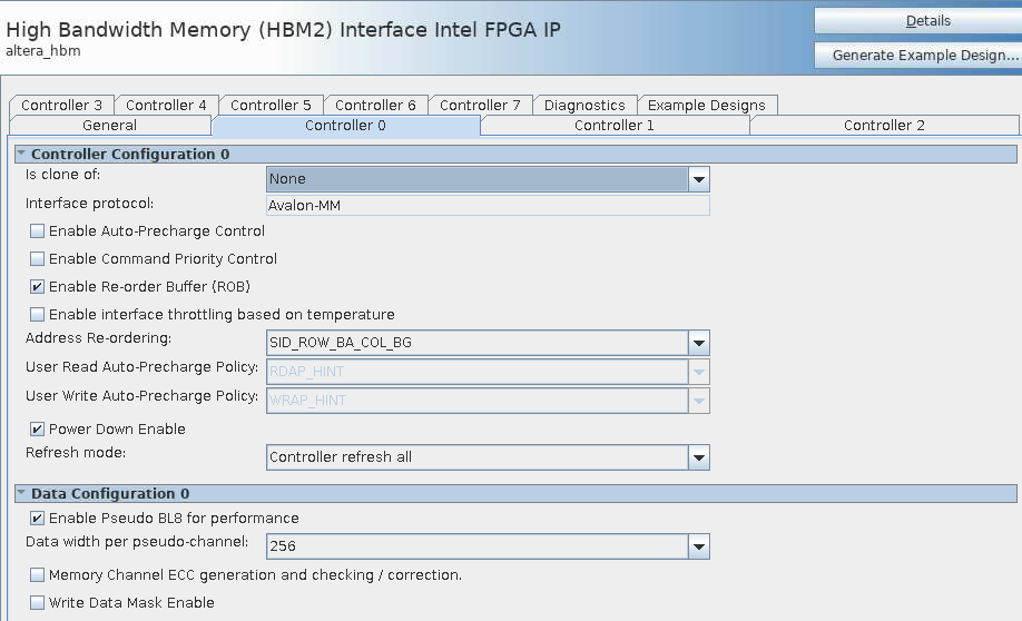 Stratix 10 MX HBM2 Example design with Avalon-MM user side interface ...