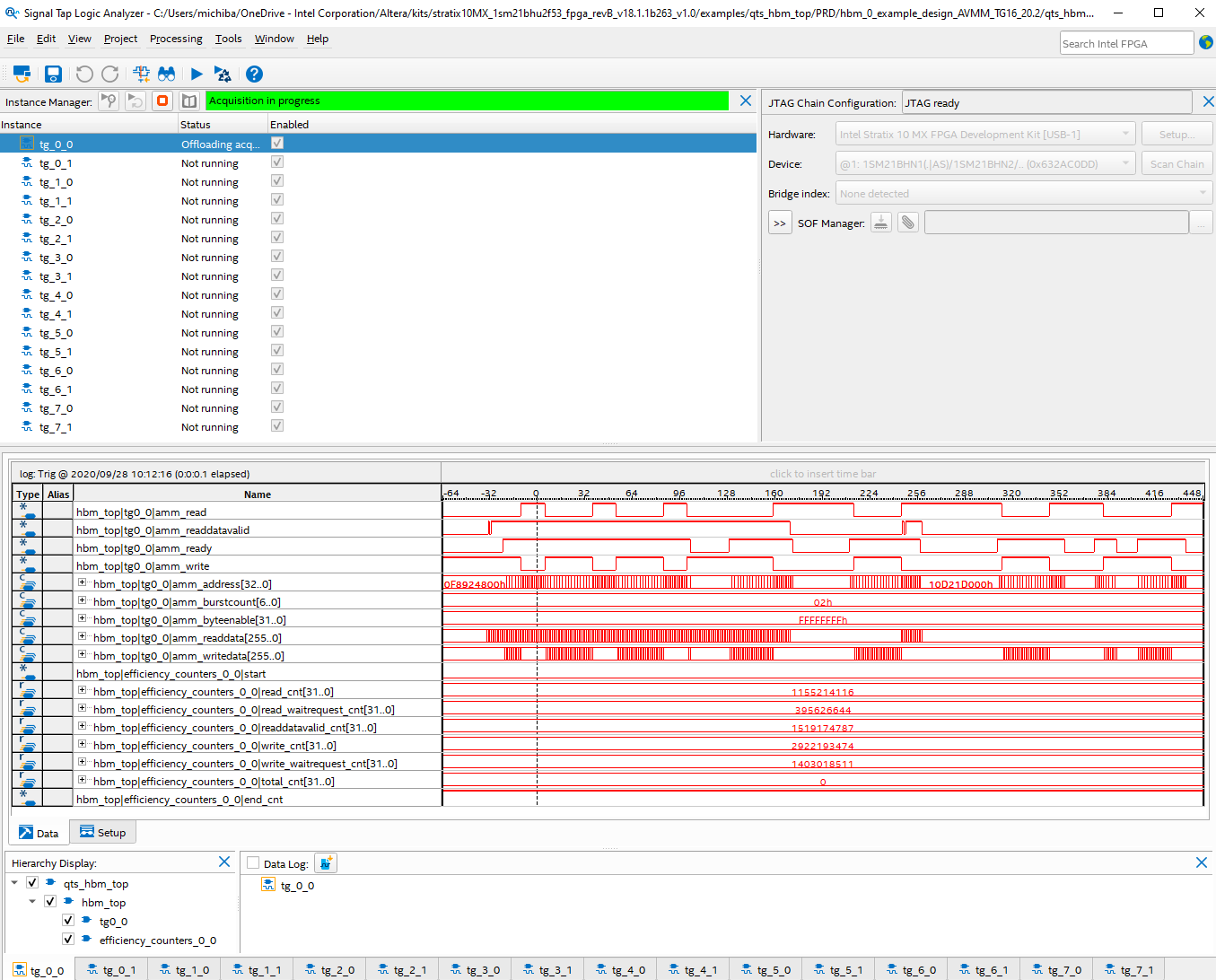 Stratix 10 MX HBM2 Example design with Avalon-MM user side interface ...