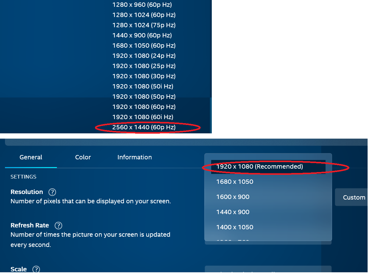 Graphics Command Center won't let me select max resolution - Intel ...