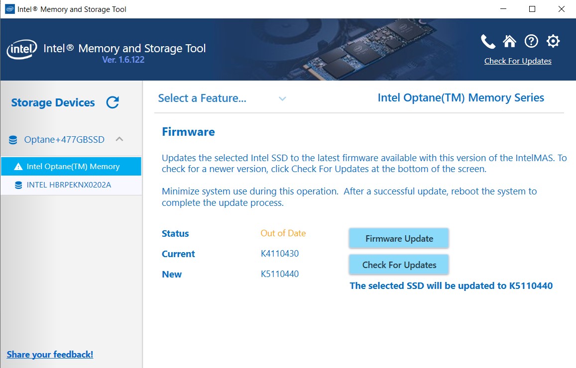 Solved: Optane memory firmware update gives error - Intel Community