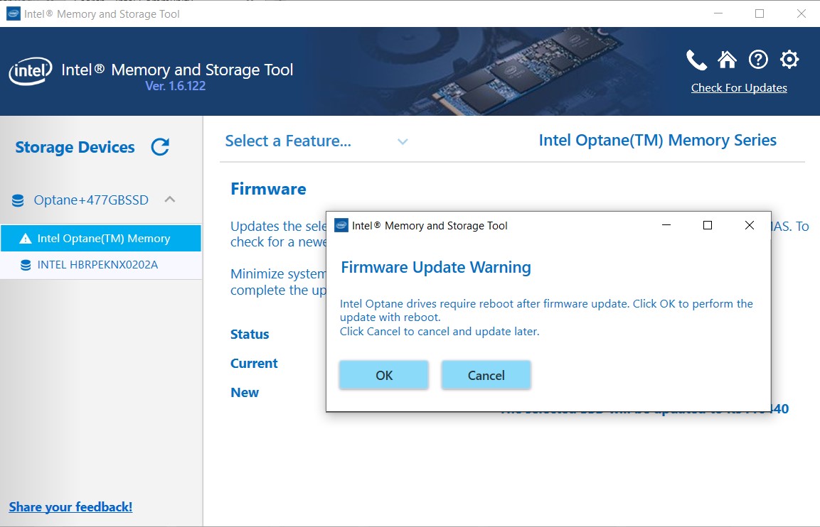 Solved: Optane memory firmware update gives error - Intel Community