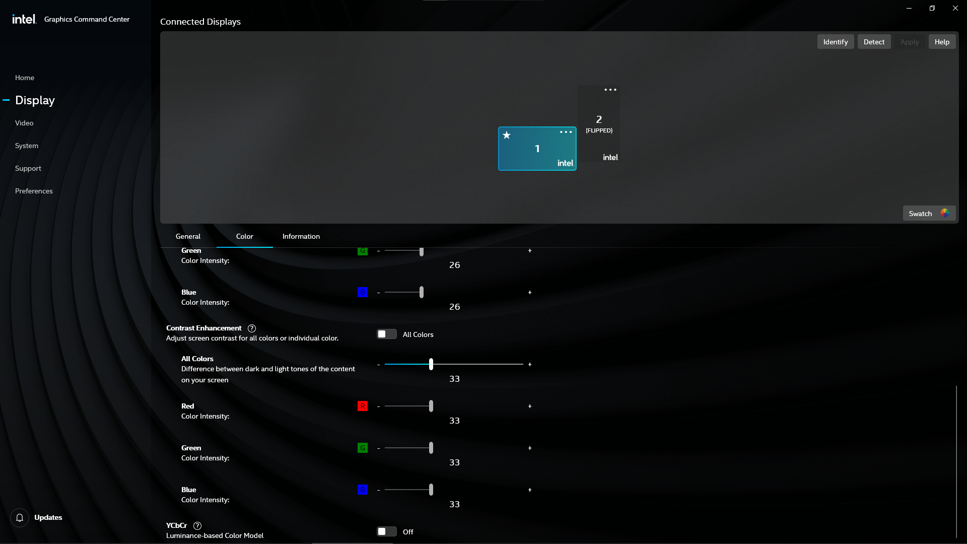 does not display saturation option for my main monitor - Intel Community