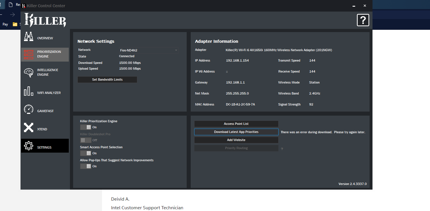 Killer NIC driver update issues - Intel Community