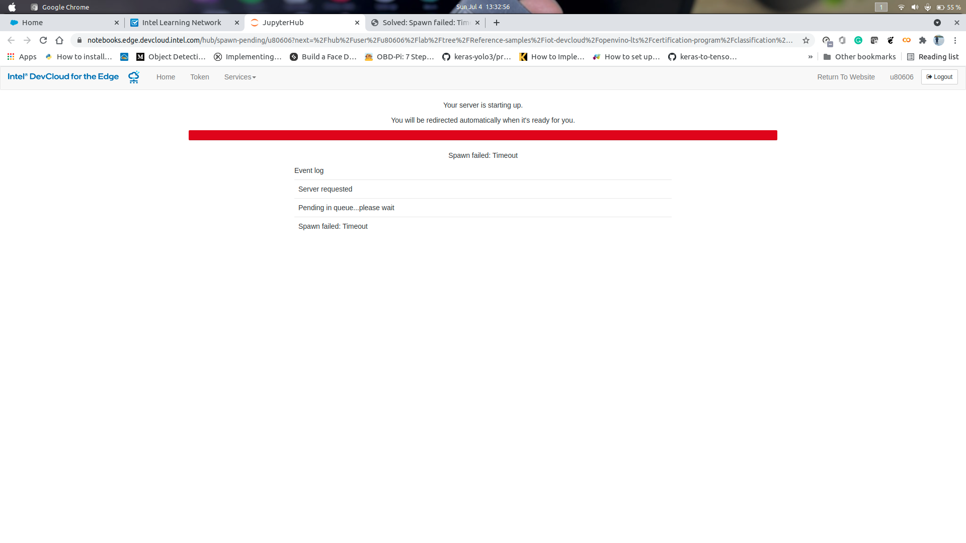 Solved: Spawn failed: Timeout - Intel Community