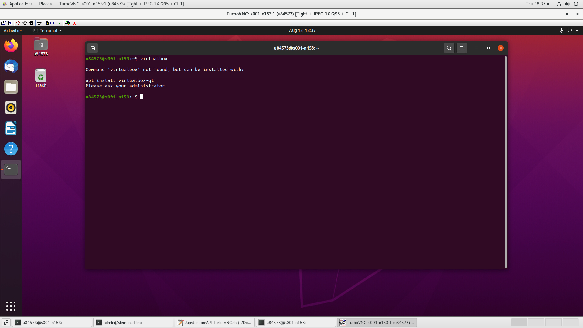 Please install virtualbox for u84573 on Render Toolkit aidevcloud ...