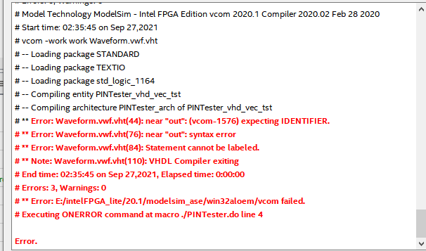 No file related to error when running functional simulation. - Intel ...