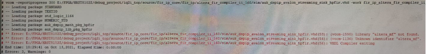 Quartus co-simulation modelSim FIR problem - Intel Community