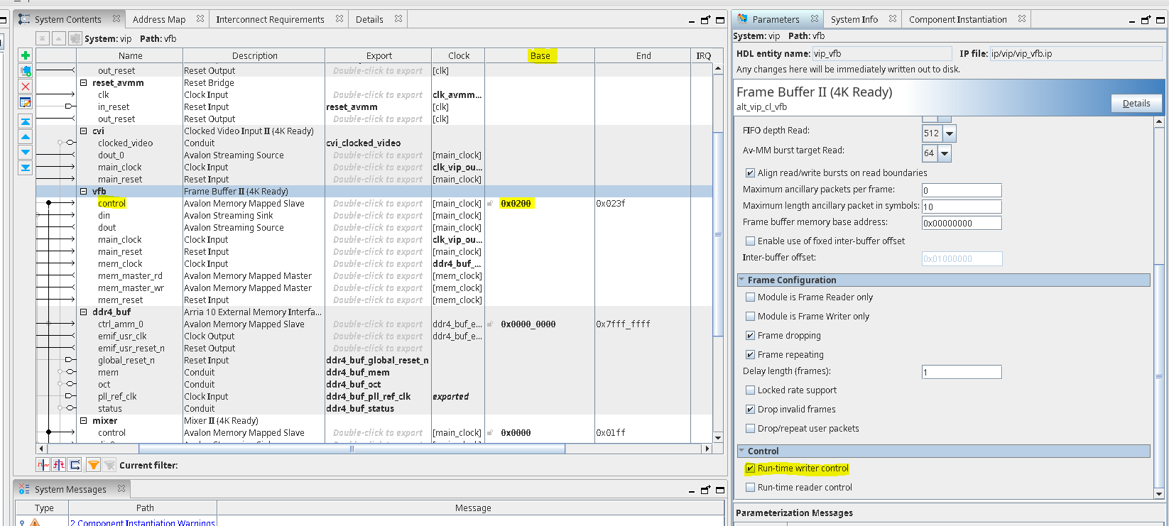 Cyclone V Frame Buffer II - problem with device Tree and with understanding the address map ...