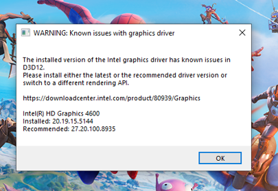 Solved: Intel graphics update requested by Fortnite - Intel Community