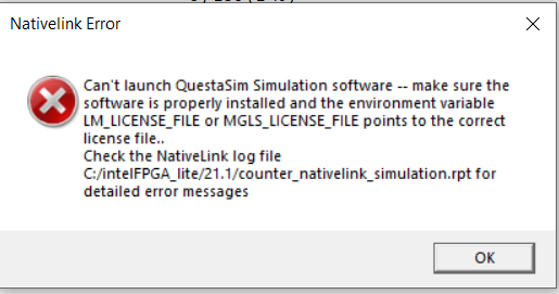 Can't launch QuestaSim simulation software - Intel Community