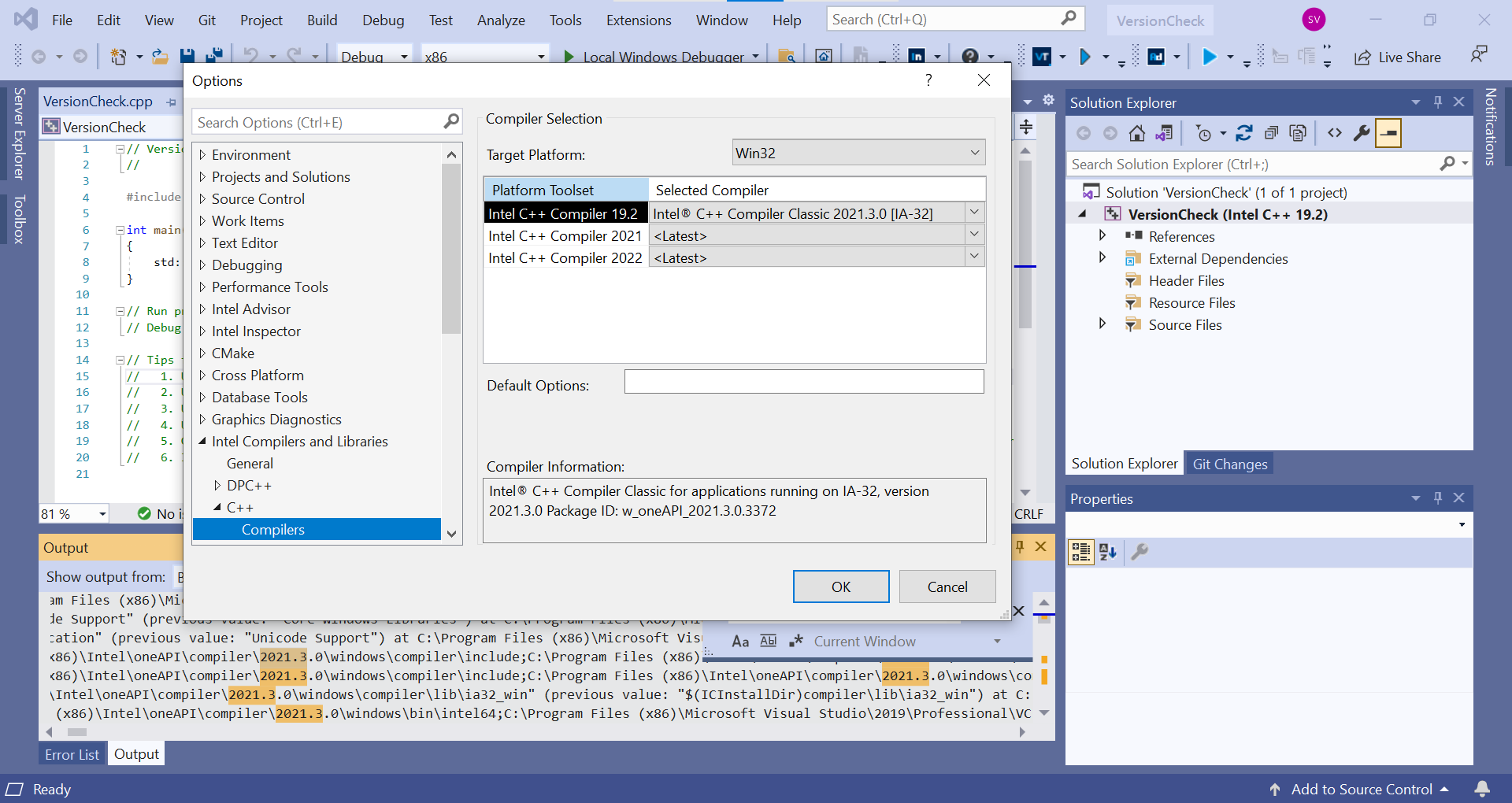 Solved: How to select the C++ Compiler Classic Version for one visual ...