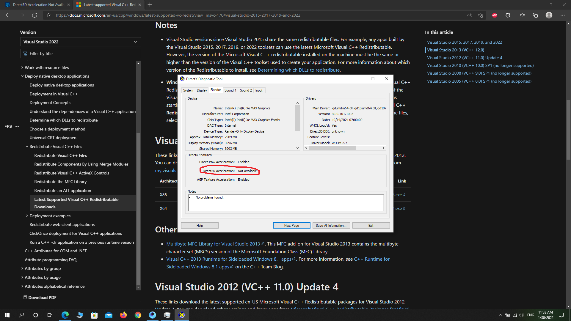 Intel Iris Xe Max Graphics Direct3D Acceleration not supported - Intel ...