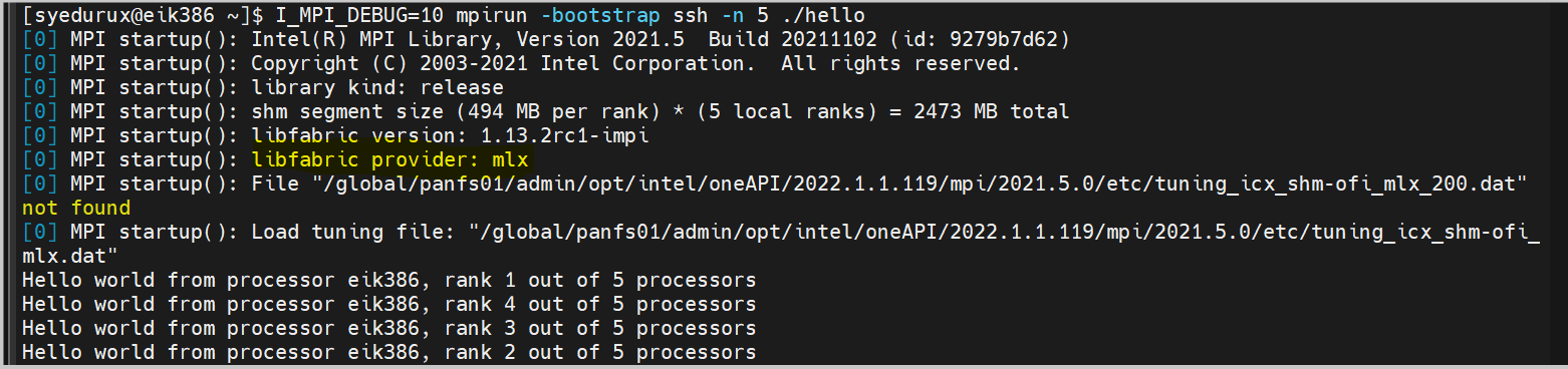 faild running intel oneAPI MPI mpihell.f90 example on multiple nodes ...