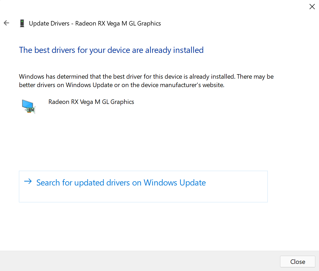 The latest Radeon RX Vega M driver from Intel can't be installed on my ...