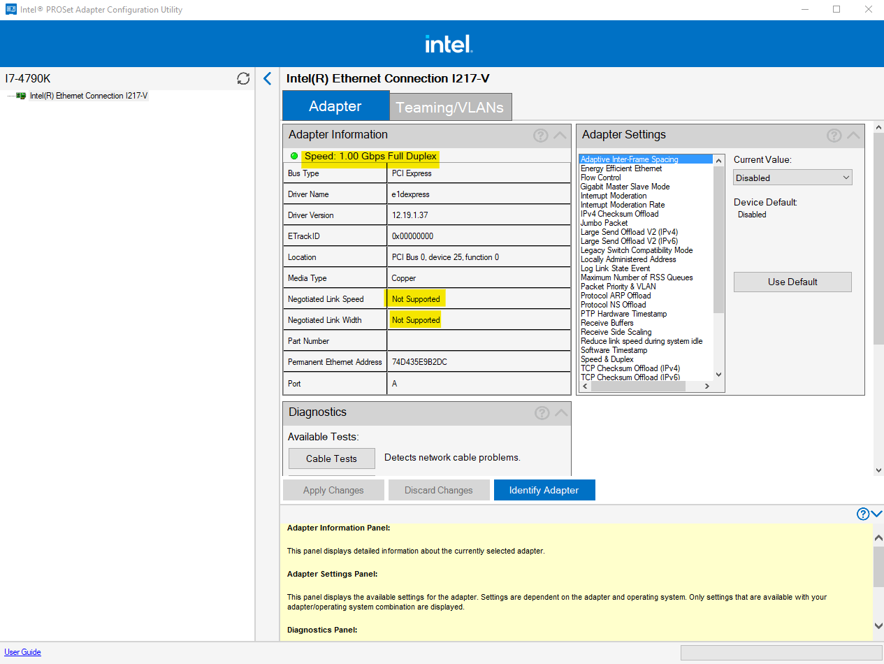 Solved: 2 typical Adapter Information values are "Not Supported" in ...