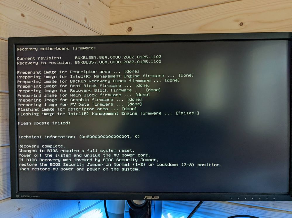 NUC not powering on after Flashing image for Intel(R) Management Engine ...
