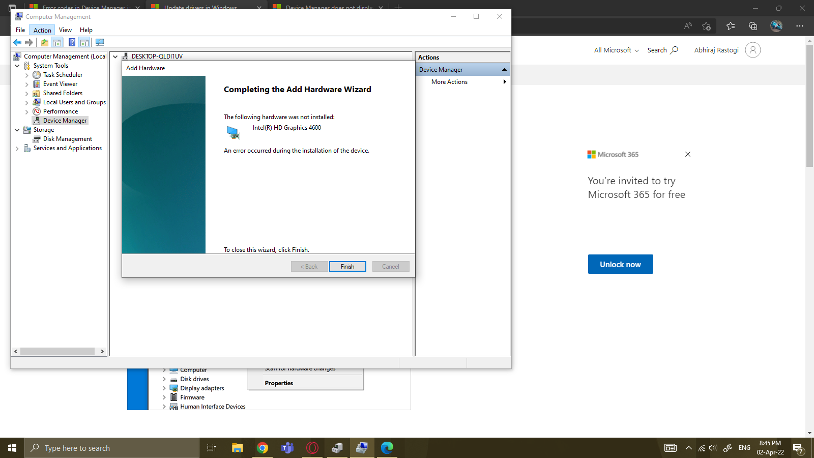 graphic driver error - Intel Community