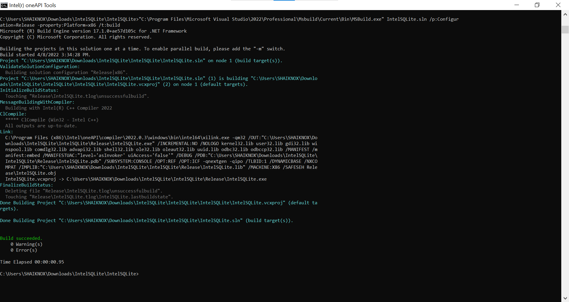 Icx Trying To Load Wrong Systemdatasqlitedll Intel Community 
