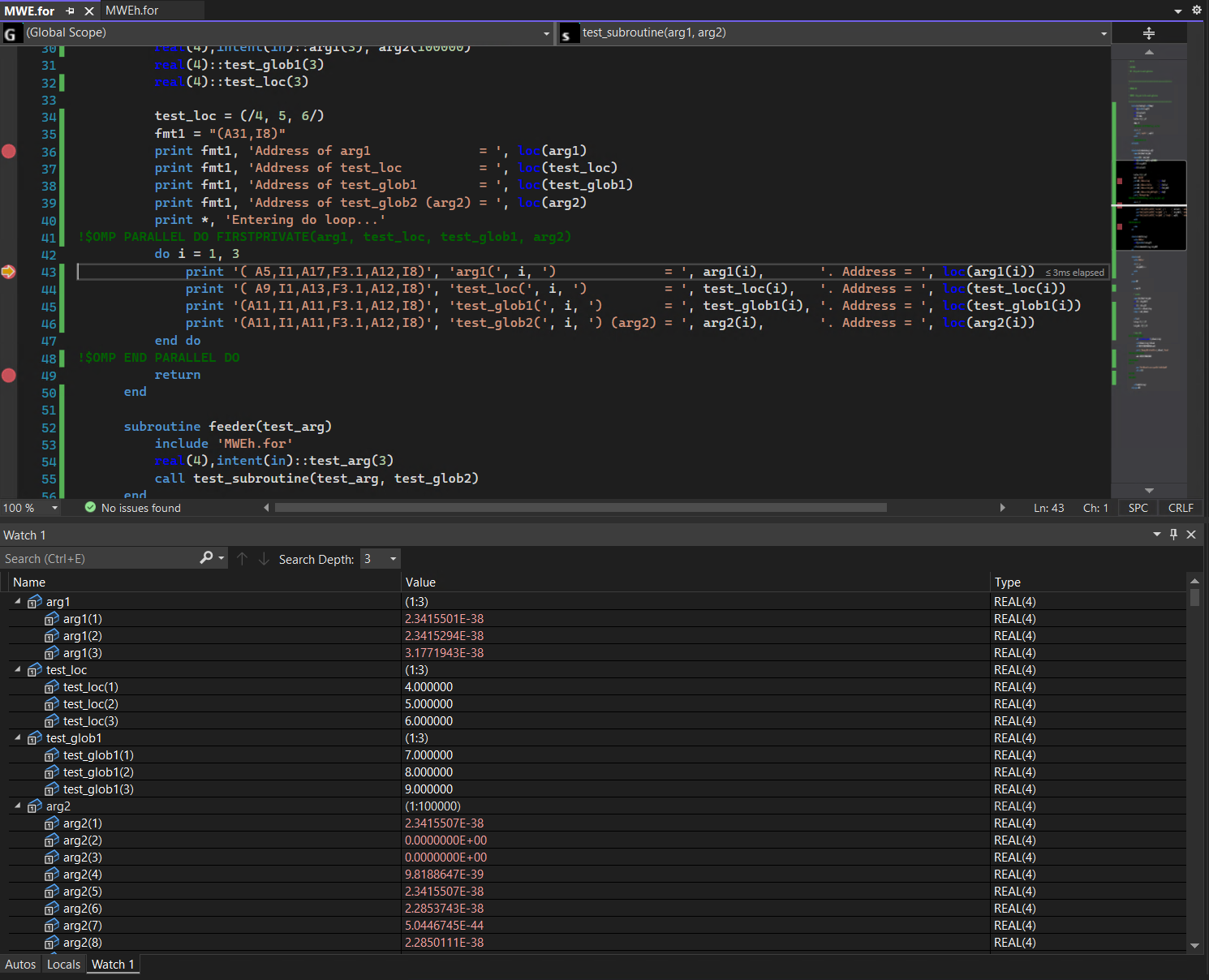 Uninitialized or undefined variable in Visual Studio debugger using Fortran and OpenMP - Intel ...