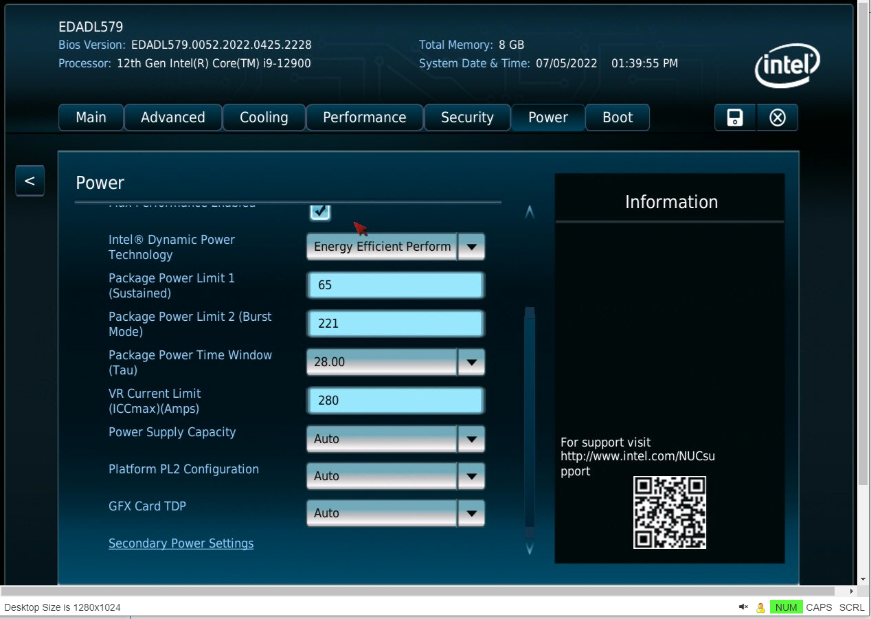 Re: About the BIOS POWER setting that does not cause thermal throttling ...