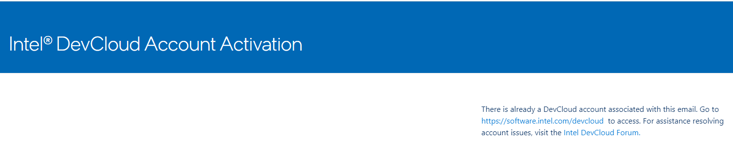 DevCloud Account Activation - Intel Community