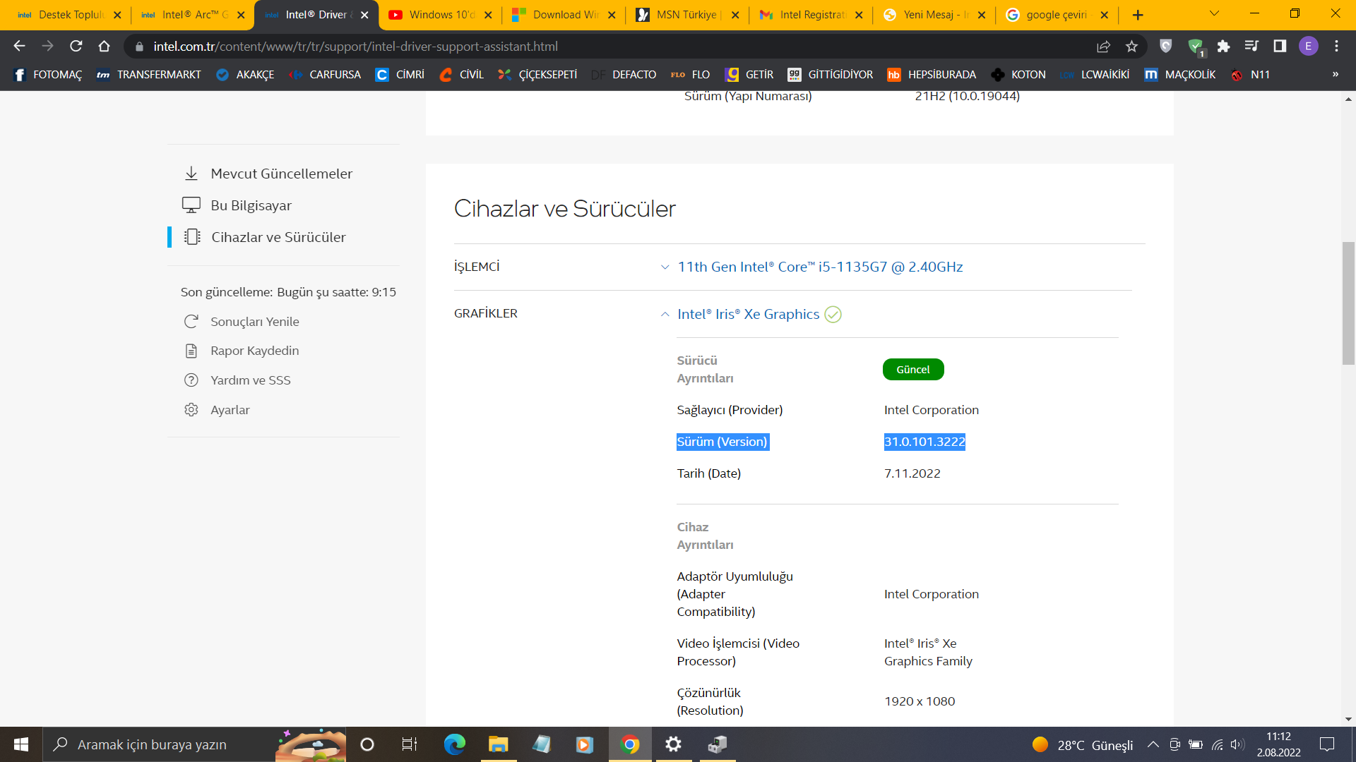 For Intel(R) Iris(R) Xe Graphics graphics card Is there a new update ...