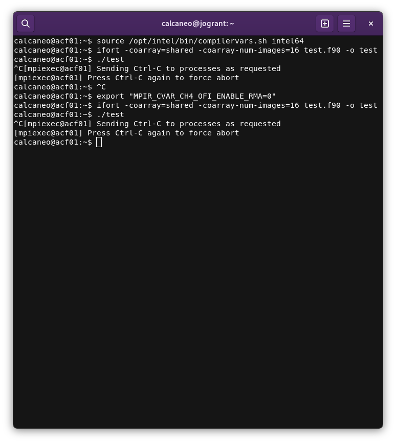 Solved: Run time erros for fortran coarrays - Intel Community