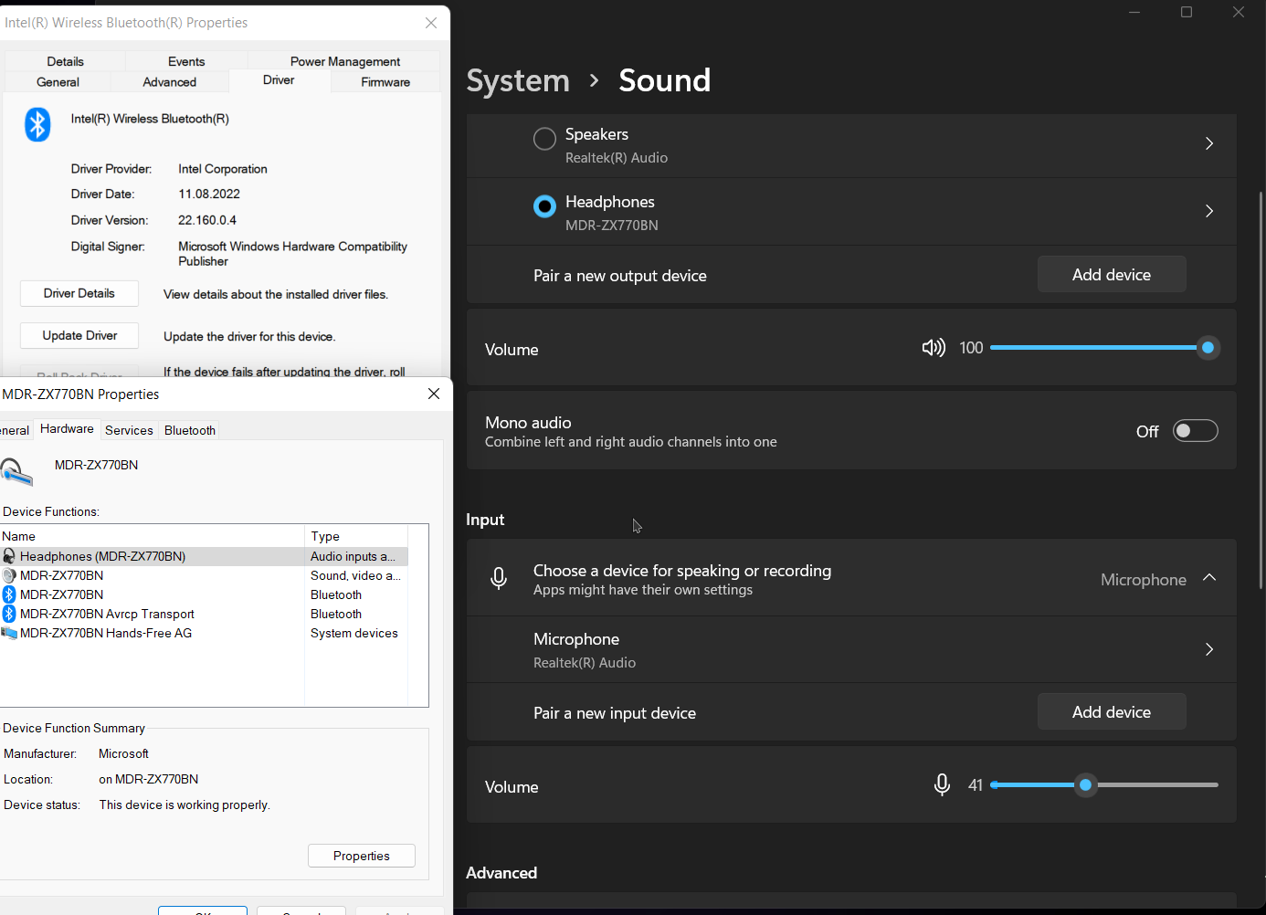 AX211 with bluetooth headset: speaker but no microphone - Intel Communities