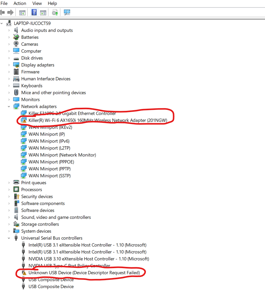 Killer Wifi 6 AX1650i , driver error - Intel Community