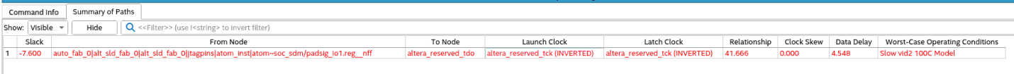 Solved: Setup failed for altera_reserved_tdo - Intel Community