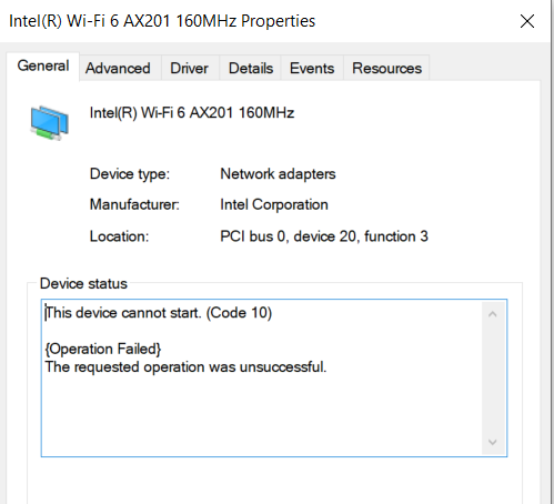 Intel Wi-Fi 6 AX201 160 MHz issue - Intel Community