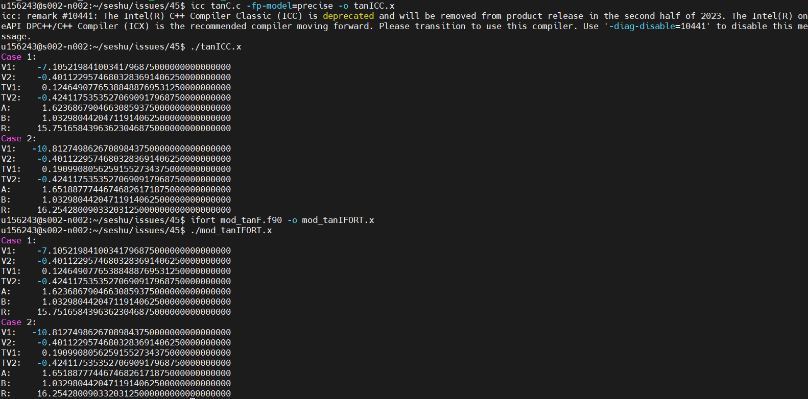 Solved: Differences in tangent function between ifort and icc - Intel ...