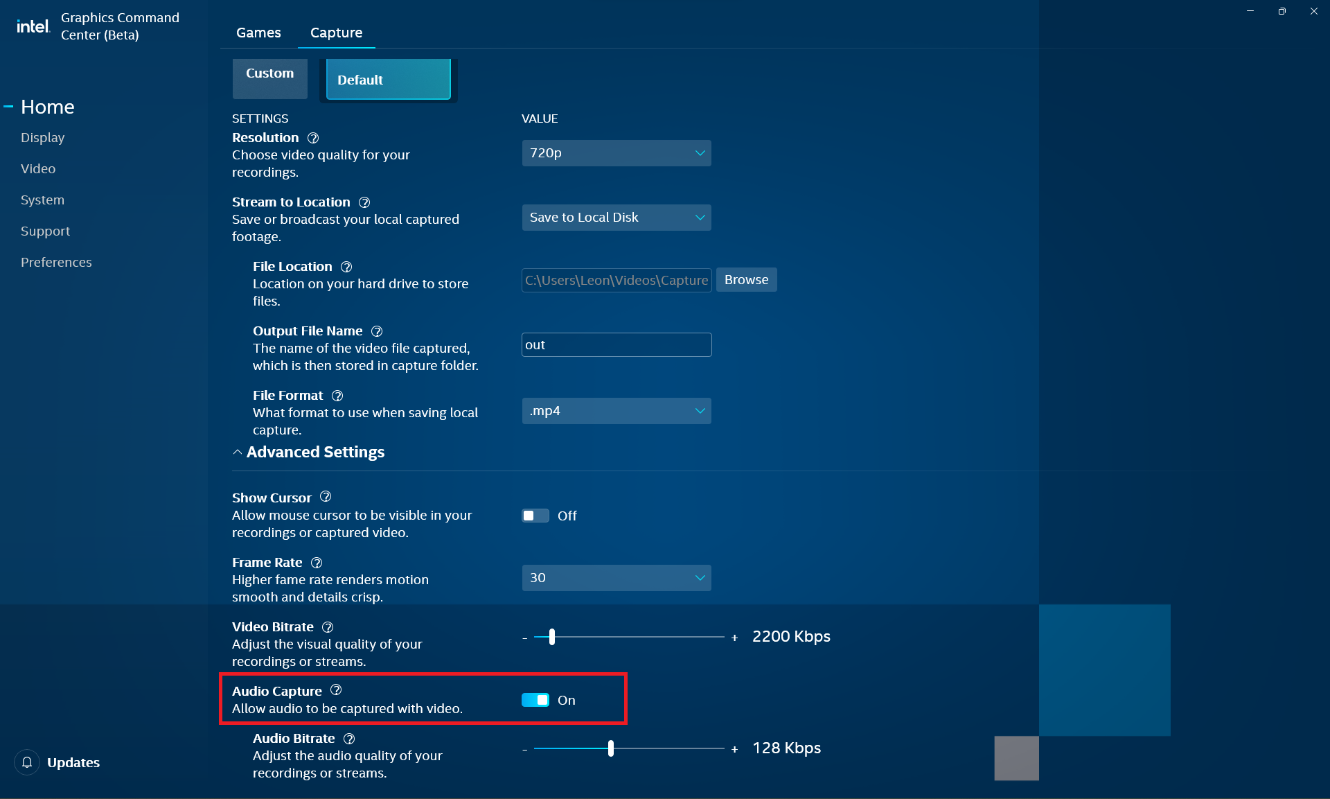 Intel Graphics Command Center broken Capture functionality - Intel ...