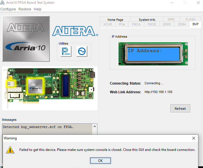 Solved: Question on board update portal - Intel Arria 10 GX Development ...