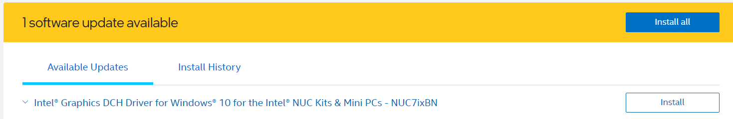 Installation problem on NUC7ixBN with installing Intel(R) Graphics ...