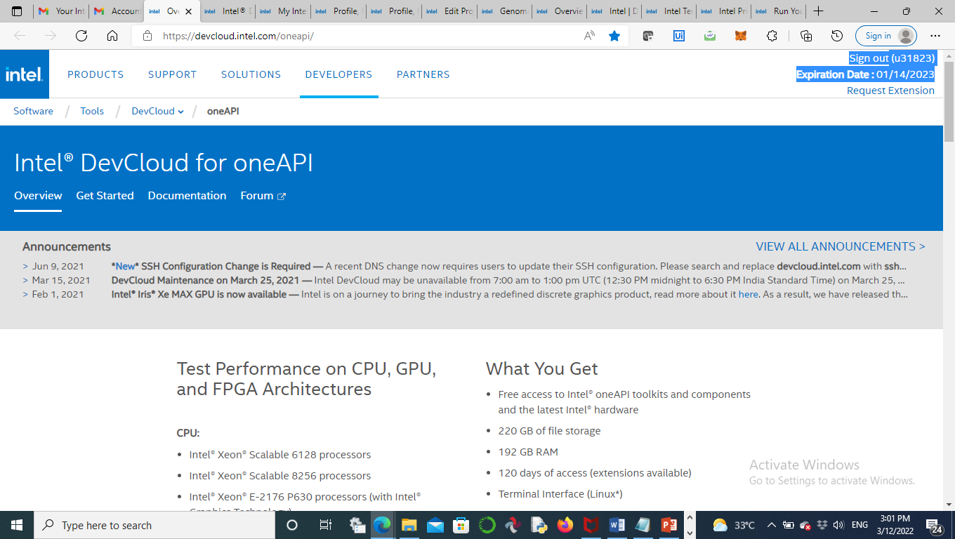 DevCloud access and extension - Intel Community