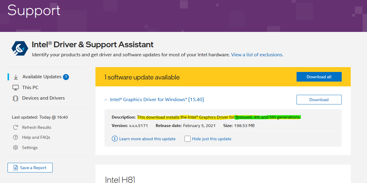Solved Intel® Driver And Support Assistant Wrong Information Intel Community