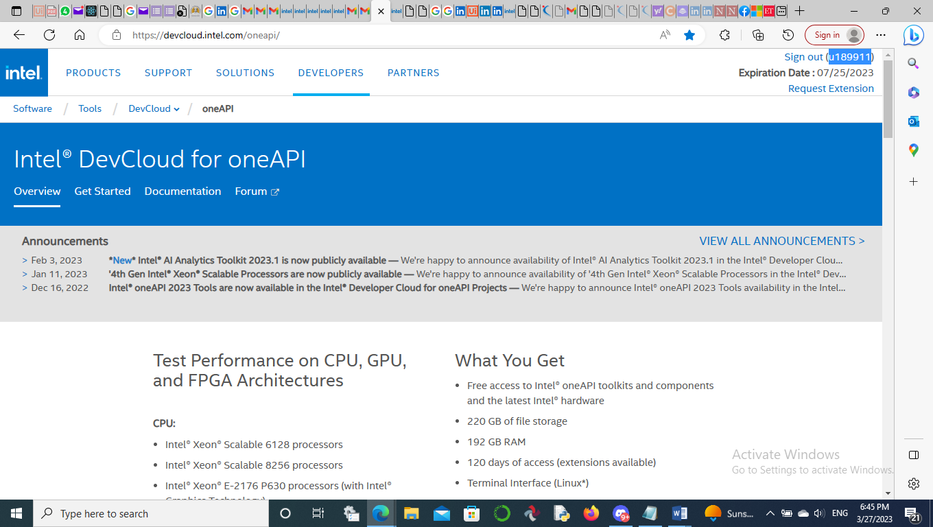 DevCloud access and extension - Intel Community