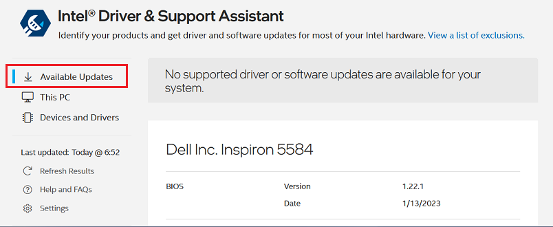 Intel DSA v23.1.9.7 Not Detecting Available Update for UHD Graphics 620 ...