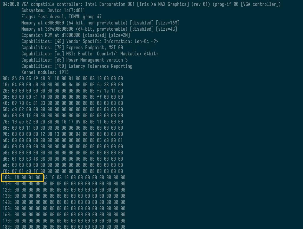 Solved: DG1 (Xe and Xe MAX)'s PCIe extended capabilities don't comply ...