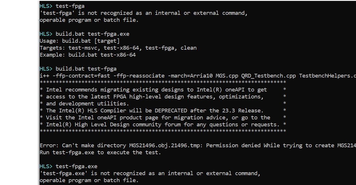 Solved: Help with running Intel High Level Synthesis Design Example on Windows - Intel Community