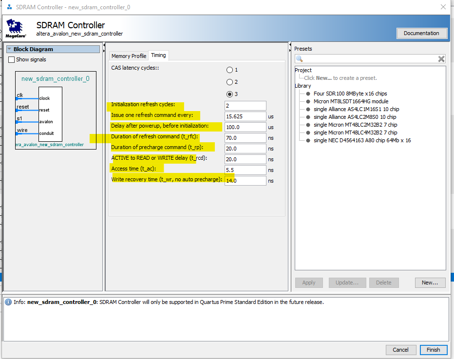 Solved: SDRAM controller Timing parameters - Intel Community