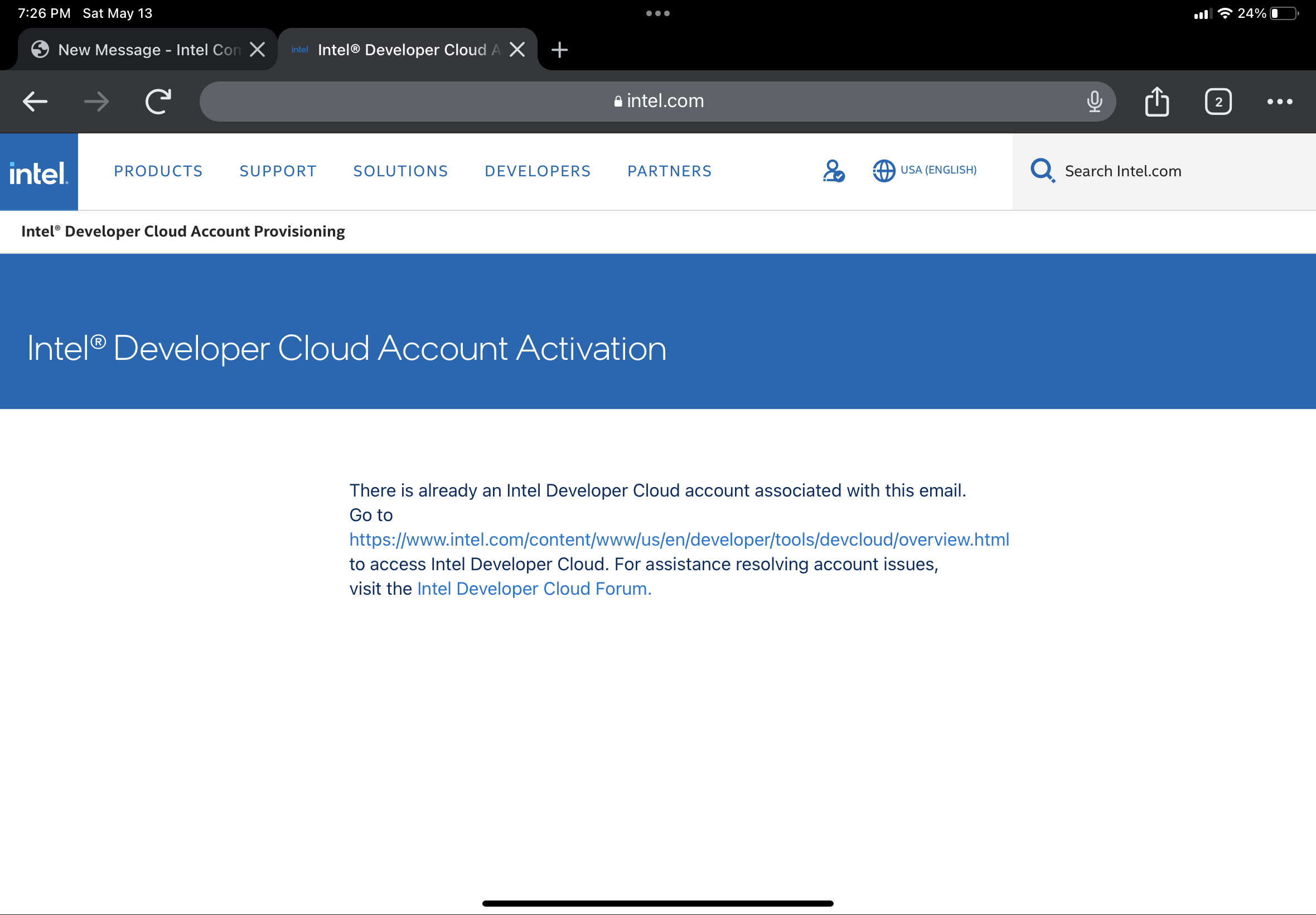 DevCloud account provisioning error - Intel Community