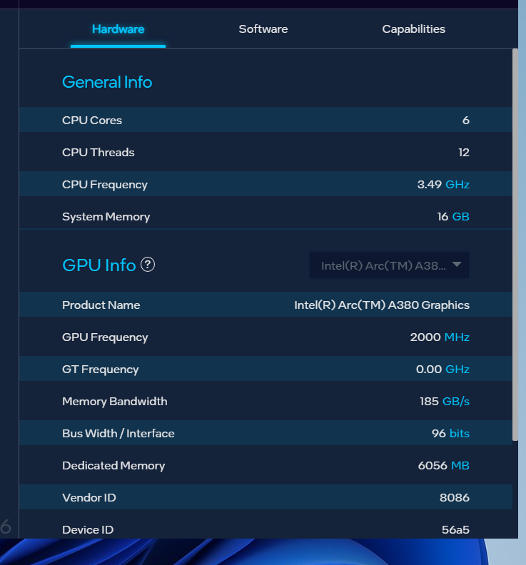 Intel Arc control has Fan control for the A380 ver. 31.0.101.4369. But ...