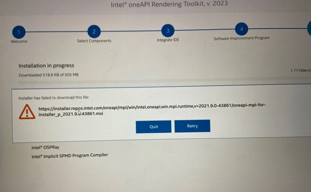 one API Rendering Toolkit: installer has failed - Intel Community